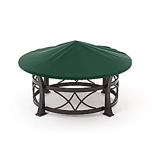 Covermates Round Firepit Top Cover - Light Weight Material, Weather Resistant, Elastic Hem, Fire Pit Covers-Green