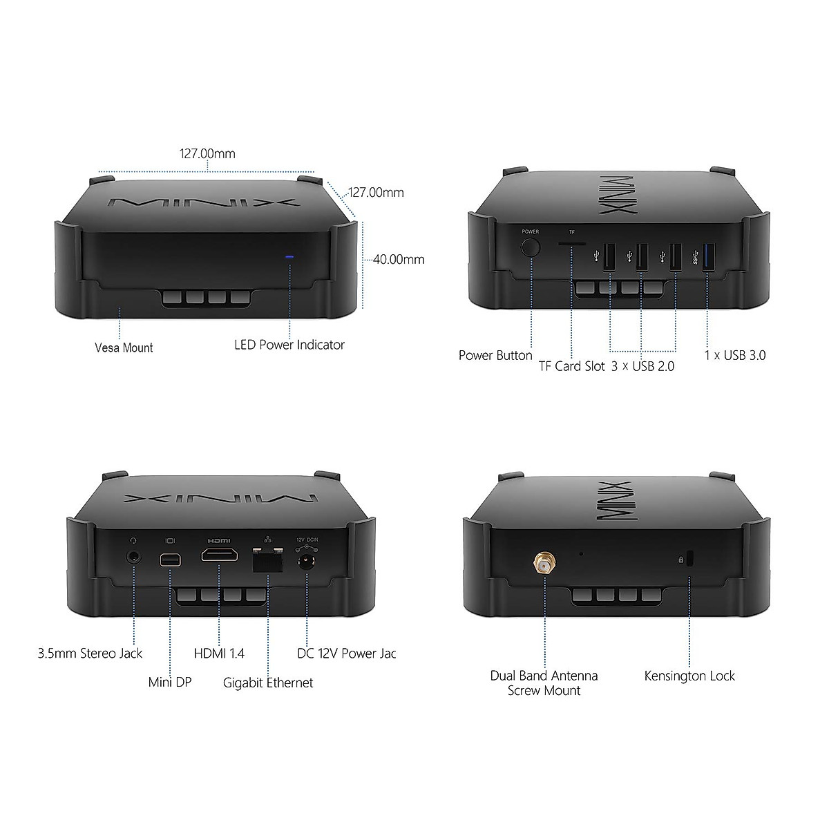 MINIX NEO Z83-4U, Fanless Mini PC Ubuntu 18.04.1 Pre-Installed [4GB/64GB eMMC 5.1/ VESA Mount/Dual-Band Wi-Fi/Gigabit Ethernet/4K/Mini DP/Auto Power On]. Sold Directly Technology Limited.