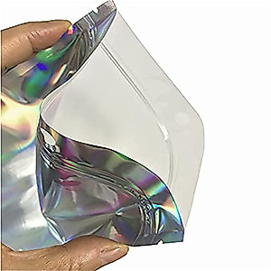 100 pieces holographic resealable Mylar bags for party favor food storage heat seal aluminum foil pouch for small business（10 x 15 cm (3.94 x 5.9 inch)）