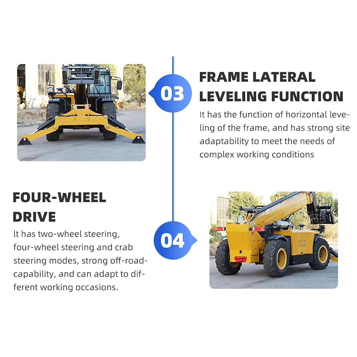 Electric Hydraulic Pallet Telescopic arm Forklift Lifting Stacker - 1000kg, 1500kg, 2000kg Capacity Reach Stacker for Efficient Material Handling