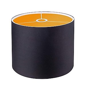 Yasorn Assembly Required Cylindrical Lamp Shade, Classic Modern Style Linen Fabric Lampshades for Table Lamps, Bedside Lamp, Floor Lamps and Chandeliers, Spider Fitter,13" x 13" x 7.8" (Black)
