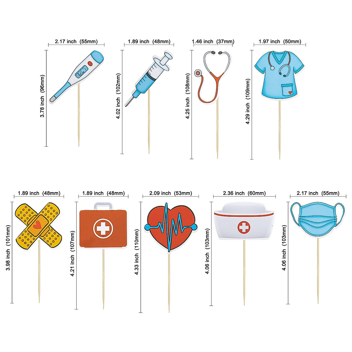 Gyufise 36Pcs Nurse Cupcake Toppers Nursing School Graduation Cupcake Picks for Medical Rn Nurse Grad Themed Birthday Party Cake Decorations Supplies