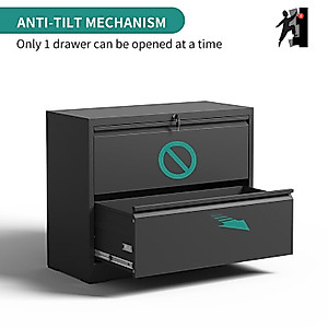 BIZOEIRON Lateral File Cabinet,Steel Storage File Cabinet for Letter/Legal/F4/A4 Size…