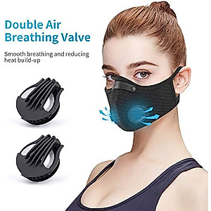 JPOSolar 2 Pack Dust_mask Reusable Respirators Unisex Mouth_mask Adjustable for Allergies Woodworking,Cycling, Running,Outdoor Sports, Black