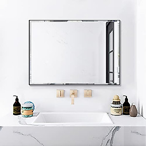 Amazon Brand – Pinzon Large Makeup Vanity Mirrors, Wall Mirror for Bathroom Living Room Bedroom, 36x24 Inch, Black