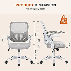 Office Chair, Desk Chair, Ergonomic Home Office Desk Chairs, Computer Chair with Flip up Armrests, Mesh Desk Chairs with Wheels, Office Desk Chair, Mid-Back Task Chair with Ergonomic Lumbar Support