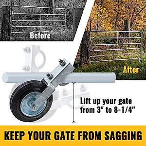 VIVIDA Gate Wheels for Metal Tube Gate, 6" Gate Wheel Gate Support Wheel with 1-5/8" Thru 2" Gate Frames, Heavy Duty Gate Helper Wheel for Chain Link Fence Swing Gate, 1 PCS