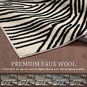 YIHOUSE 9×12 Ft Area Rugs Non-Shedding Washable Rug, Bedroom Living Room Dining Room Office Playroom Nursery Nonslip Modern Large Rugs Soft Faux Wool Contemporary Striped Rugs-Black and White Rug