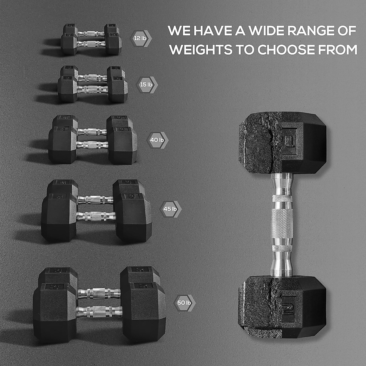 Soozier 2 x 15lbs Hex Dumbbell Set of 2, Rubber Weights Exercise Fitness Dumbbell with Non-Slip Handles, Anti-roll, for Women or Men Home Gym Workout