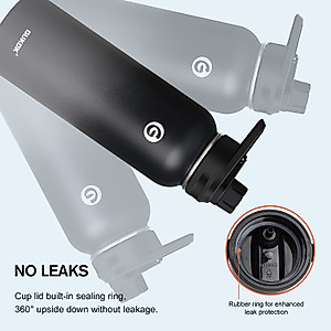 40 Oz Insulated Water Bottle With Straw & Paracord Handles & 3 Lids, Leak Proof Metal Water Jug, Hot Cold Stainless Steel Thermal Water Bottles, Half Gallon Large Water Flask for Sports, Gym