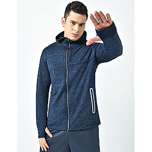 Liberty Imports 2 Pack Mens Zip Up Hoodies, Fleece Thermal Tech Jackets, Lightweight Running Sweatshirts with Zipper Pockets(Set 2, Medium)