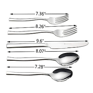 Qskely 40 Pieces Stainless Steel Flatware Cutlery Silverware Set, Service for 8