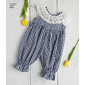 Simplicity US8614AS Baby Dress, Underwear, and Romper Sewing Patterns, Sizes XXS-L