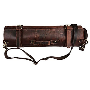Leather Knife Roll | Leather Knife Case | Leather Knife Roll for Chef | Chef Knife Roll | Leather Knife Roll Bag | Kitchen Knife Case (Brown)