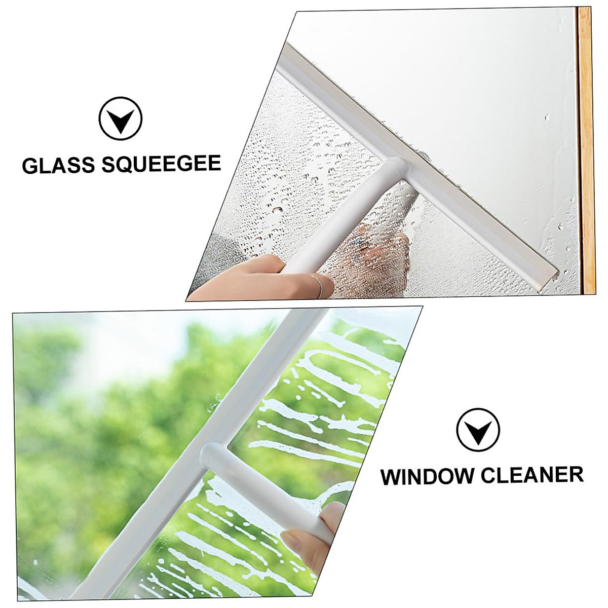 GLEAVI 3 Pcs Ergonomic Handle Glass Squeegee Window Cleaner Tool for Bathroom Tile Easy to Use Cleaning Squeegee for Home