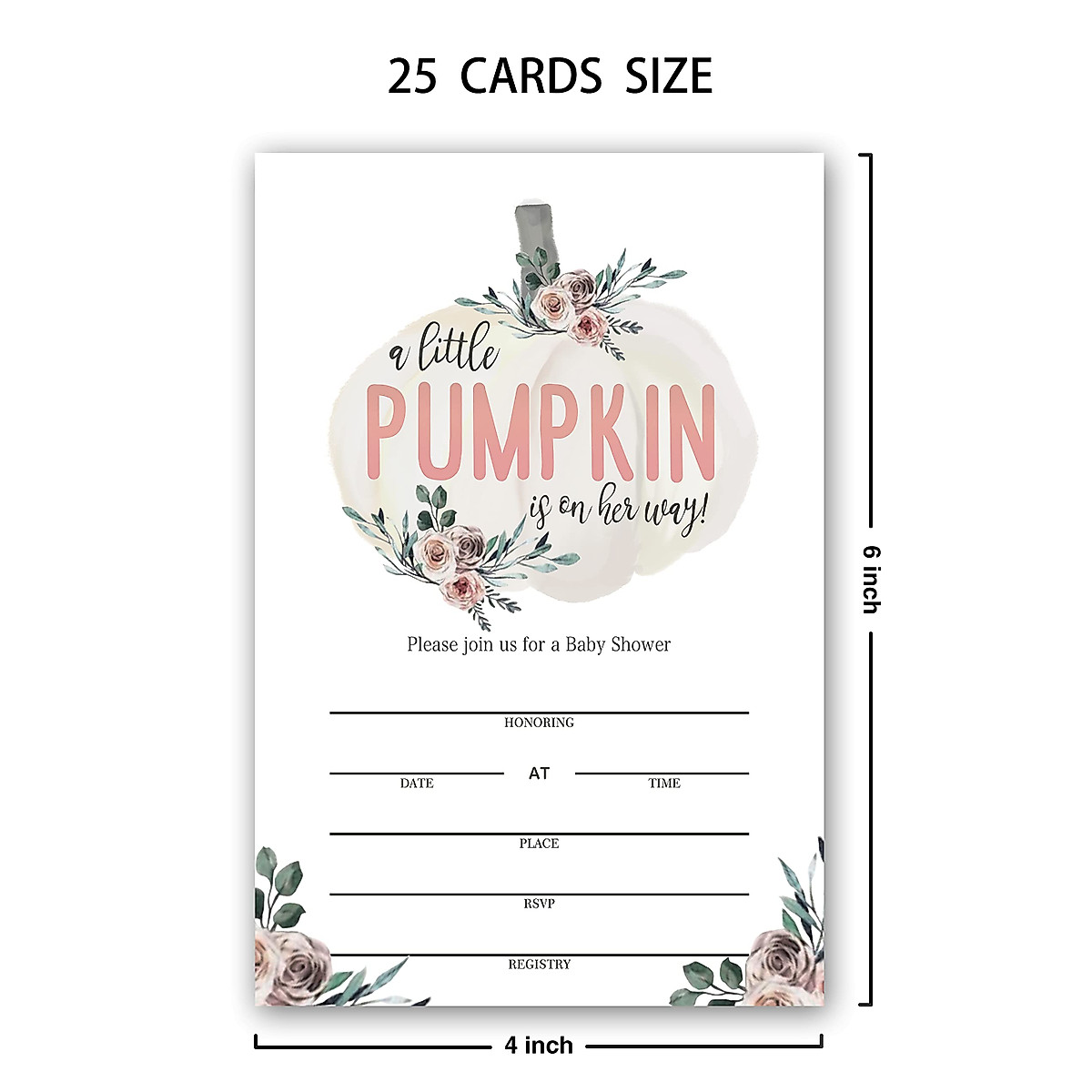 Yuansail Baby Shower Invitation Set, Fill In Invites Cards, Books for Baby, Diaper Raffle, Thank You, Pumpkin, Each Design 25 Cards & Envelopes (Total 100 Cards) – (bb004-taozhuang)