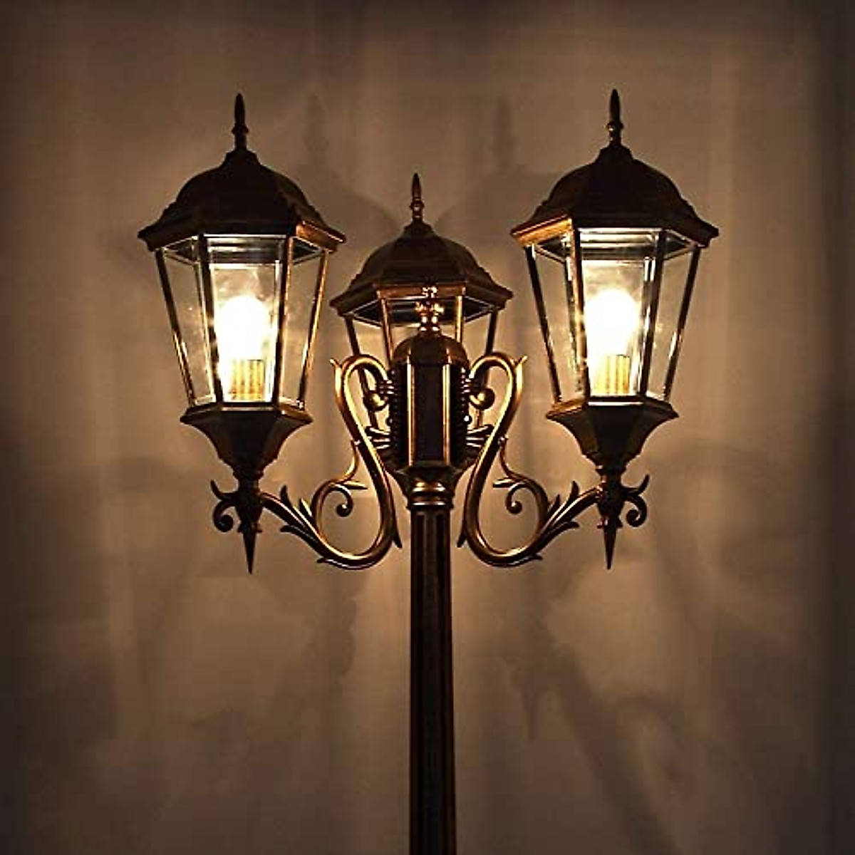 MODEBHD 3 Heads Courtyard Street Light Outdoor Waterproof European Post Lamp Retro Road Light Outdoor Led Landscape High Pole Villa Garden Hanging Lantern (Size : 1.85m)