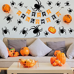 BBTO 48 Pieces Halloween Spider Wall Decor DIY Mirror 3D Spider Stickers Removable Spider Decals for Home Nursery Classroom Bedroom Bathroom Living Room Decor