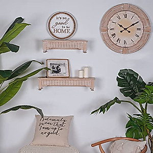 SOFFEE DESIGN Set of 2 Wooden Floating Shelves for Wall Decoration, Farmhouse Wooden Wall Mounted Shelves Display for Bedroom Living Room Kitchen