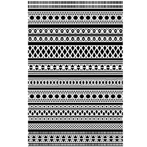 Reversible Waterproof Outdoor Rug Tangier – 5’ x 8’ Black & White – Polypropylene Straw Mat for Camping, RV, Trailer, Indoor, Terrace, Deck, Backyard & Garden – Large Modern Area by LUOMU RUGS