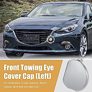 X AUTOHAUX Silver Tone Front Bumper Tow Hook Towing Eye Cover Cap Replacement BHN1-50-A11-BB for Mazda 3 2014 2015 2016