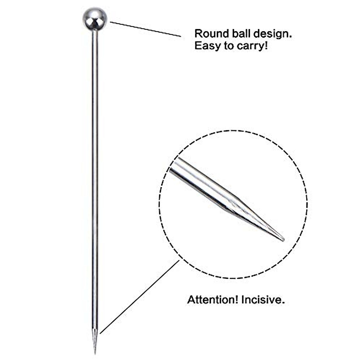 50 Pieces Stainless Steel Cocktail Picks Metal Martini Picks 4.3 inch