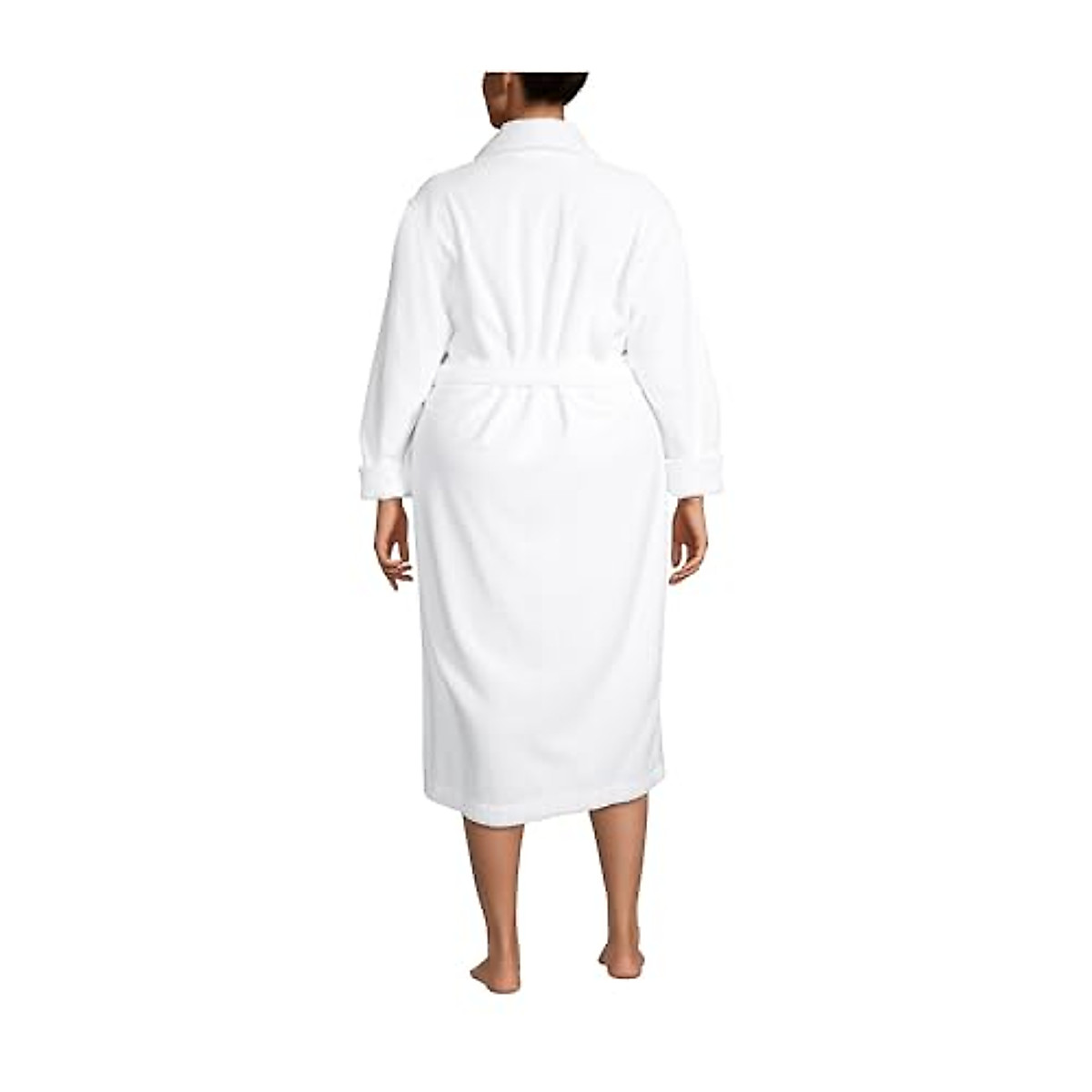Lands' End Women's Long Sleeve Cotton Spa Bath Robe White Plus 3x