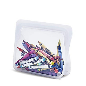 Stasher Silicone Reusable Storage Bag & Silicone Reusable Storage Bag, Snack (Clear) | Food Meal Prep Storage Container | Lunch, Travel, Makeup, Gym Bag