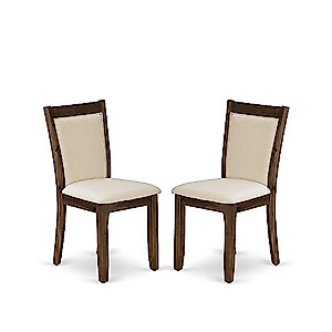 East West Furniture HBMZ5-AWA-32 5 Piece Dining Room Furniture Set Contains a Round Dining Table and 4 Parson Chairs, 42x42 Inch, Antique Walnut