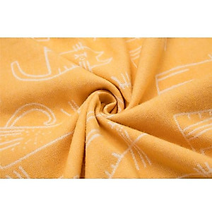 Women's Fringed Scarf Cat Print Pattern Cape Winter Cashmere Feel Shawl Warm Wrap Cat Yellow