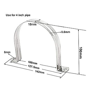uxcell 3.94-inch Rigid Pipe Strap, 2 Holes Tube Straps 201 Stainless Steel Tension Tube Clip Clamp 4pcs