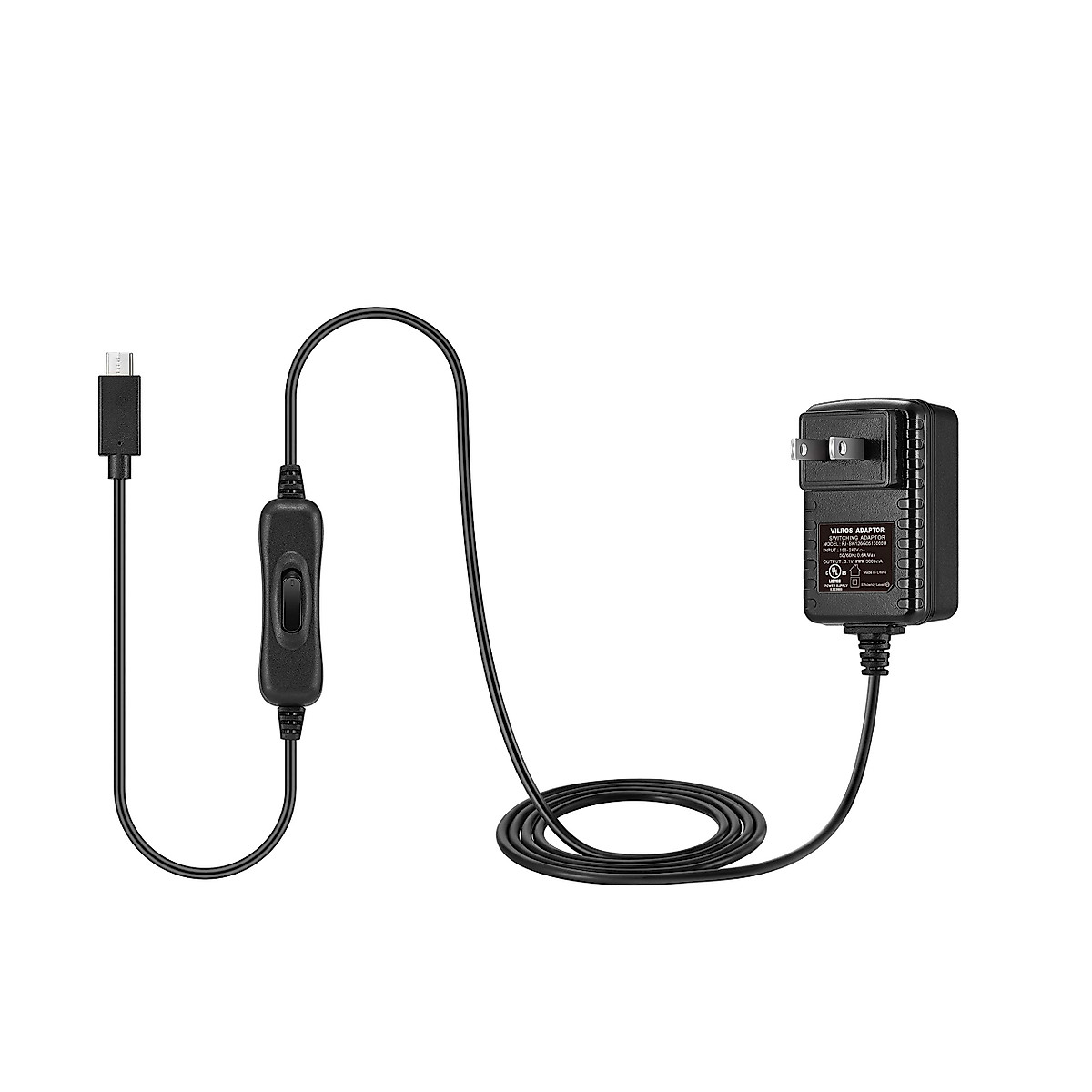 Vilros Raspberry Pi 4 & 400 Compatible Power Supply (USB-C) with on/Off Switch