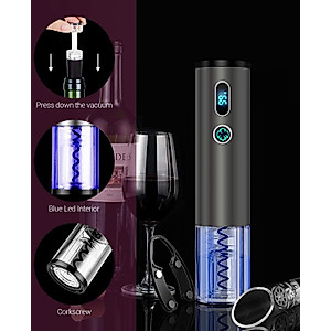 Electric Wine Opener, Higfra Wine Gift Set with Wine Aerator Pourer Vacuum Stoppers and Foil Cutter 4-in-1 Electric Bottle Opener for Home Party Bar Outdoor Wine Lover Christmas Gift-Base Not Included