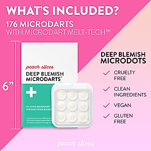 Peach Slices | Deep Blemish Microdarts | Acne Patch | Early Stage & Deep Pimples | Fast-Acting | Salicylic Acid | Tea Tree Oil | Niacinamide | Cica | Hyaluronic Acid | Spot Treatment | 9 Patches