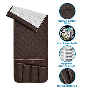 WubbaLubba Sofa Armrest Organizer Non-Slip Arm Chair Bedside Caddy Storage Organizer for Recliner Couch with 5 Pockets for Cell Phone TV Remote Control Magazines(Coffee)