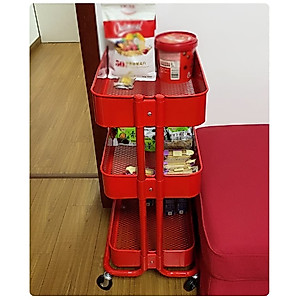 QUANJJ Kitchen Rack Trolley Storage Rack Removable Wheeled Vegetable and Fruit Side Basket Storage Rack