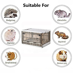 Portable Hedgehog Cage Carrier with Wheels and Handles, Collapsible Hamster Cage Plastic Rat House Indoor Outdoor Small Critter Habitat Pet Travel Carrier Box for Hedgehog,Hamster,Rat,Bearded Dragon