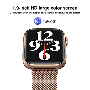 2023 Smart Watches for Women with Bluetooth Call Answer/Dail,1.9'' HD Full Touch Screen Fitness Tracker, IP67 Waterproof Smartwatch with Blood Pressure Sleep Monitor for Android and iPhone Gold