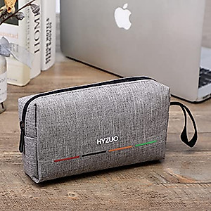 HYZUO Portable Organizer Laptop Electronics Accessories Pouch Bag Storage Carrying Case for Adapter Cables Cellphone Charger Mouse Power Bank Cords Earbuds SSD HDD, Light Gray(Color bar)