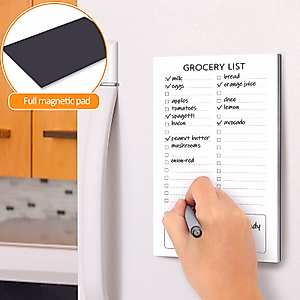 Joyberg Grocery List Magnet Pad for Fridge, 2 Pack Magnetic Notepads for Refrigerator, Magnetic Grocery List Pad for Fridge, Full Magnet Back Shopping Lists, 60 Sheets Per Note Pads