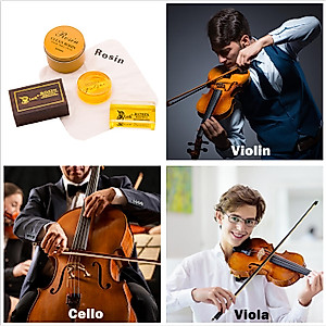 Fansjoy Violin Rosin 2 Pack, Natural Rosin with Case, Light Low Dust Rosin for Violin Viola and Cello Bows