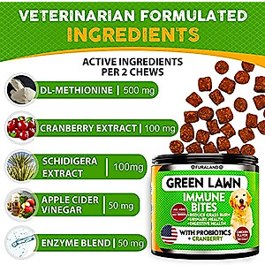 FURALAND Grass Burn Spot Chews for Dogs - Dog Pee Lawn Spot Saver Caused by Dog Urine - Grass Treatment Rocks - DL-Methionine + Digestive Enzymes - Dog Urine Neutralizer for Lawn - Soft Treats