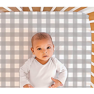 The Peanutshell Crib Sheet Set for Baby Boys or Girls - Red, Black & Grey Buffalo Plaid - 2 Pack Set