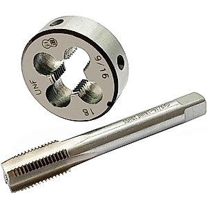 9/16-18 UNF Tap and Die Set 4 Flutes HSS Bottom Taper RIight Hand Thread Tap And Round Thread Die Set