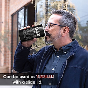 SANDJEST 4-in-1 Dad Tumbler Gifts for Dad from Daughter Son - 12oz Dad Nutrition Facts Can Cooler Tumblers Cup - Stainless Steel Insulated Cans Coozie Christmas, Birthday, Father's Day Gift for Daddy