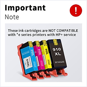 910XL Ink Cartridges Combo Pack, LemeroSuperx Remanufactured Ink Cartridge Replacement for HP 910XL 910 XL Work for OfficeJet 8022 8025 8035 8028 8020 (Black Cyan Magenta Yellow, 4 Pack)