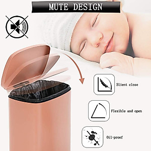 Dkeli Kitchen Trash Can with Soft Slow Lid Pedal Step Trash Can with Removable Plastic Inner Bucket Stainless Steel Garbage Can for Bathroom Kitchen and Office Trash Bin 13 Gallon / 50 Liter, Pink