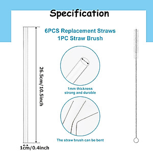 JILINWEI Stronghold Straw Lid Set, 6Pack Reusable Clear Straws with Cleaning Brush, Accessory for Change your Magslider to Allow A Straw to Insert (Can't Prevent Leakage)