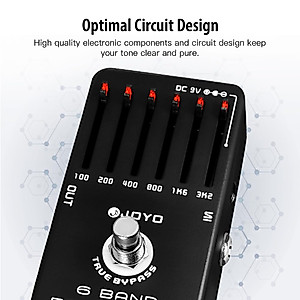 JOYO 6-Band EQ Pedal Electric Guitar Equalizer (100Hz 200Hz 400Hz 800Hz 1.6kHz 3.2kHz) Provides ±18dB for Each Band (JF-11)