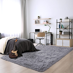 Noahas Fluffy Bedroom Carpet,4x5.3 Feet,Shaggy Fuzzy Grey Soft Rugs for Bedroom,Kids Room,Plush Nursery Rug for Baby,Thick Area Rugs for Living Room,Cute Room Decor for Girls Boys